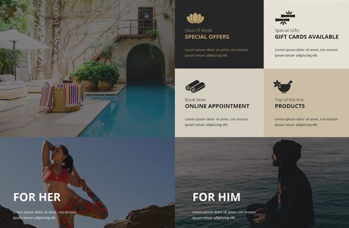 Free Divi Layout | Beautiful Design for Health Spa or Wellness Centre