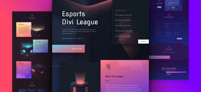 Free Divi Layout Pack for eSport gaming websites - Divi Den