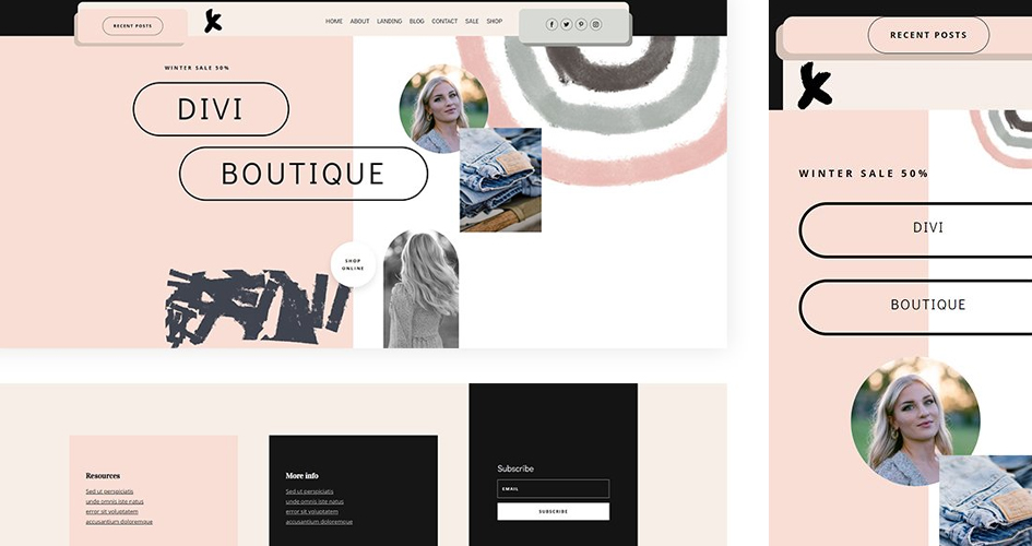 Free Divi Header Footer Templates For The Clothing Store Layout Pack