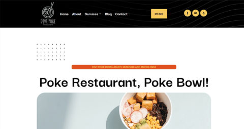 Free Divi Blog Post Template for the Poke Restaurant Layout Pack