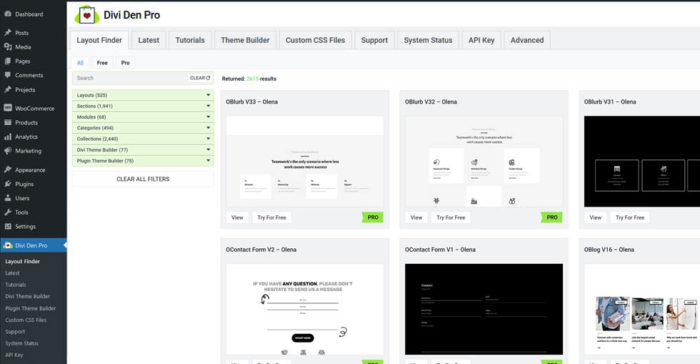 #1 Divi Layout Library made by Divi Den Pro